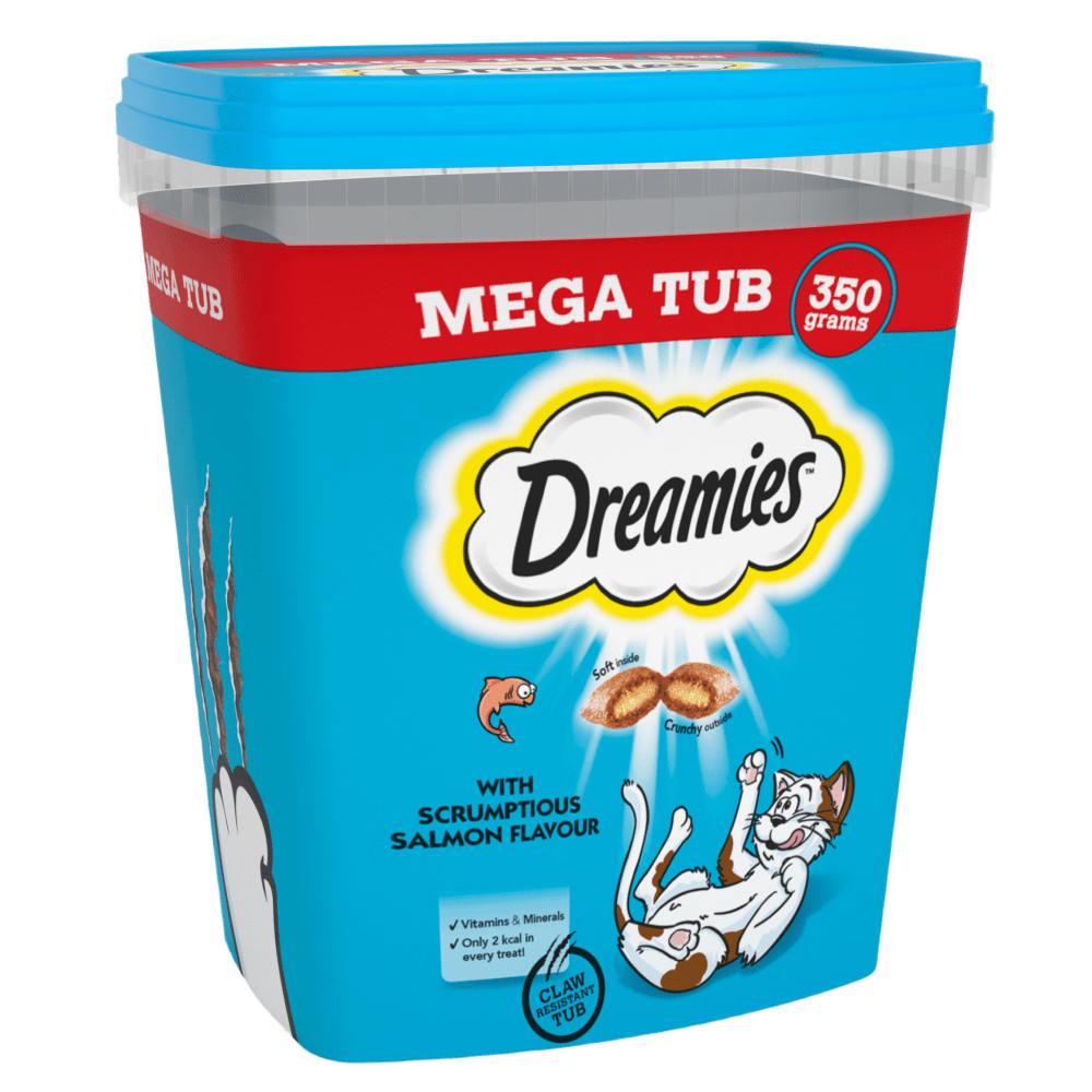 DREAMIES™ Cat Treat Biscuits with Salmon Flavour Bulk Mega Tub 350g