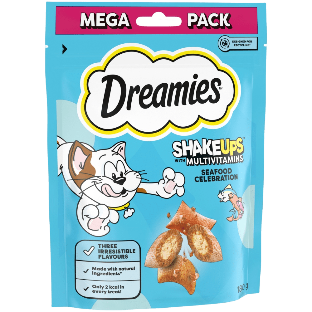 DREAMIES Shake Ups Cat Treat Biscuits Seafood Celebration 180g