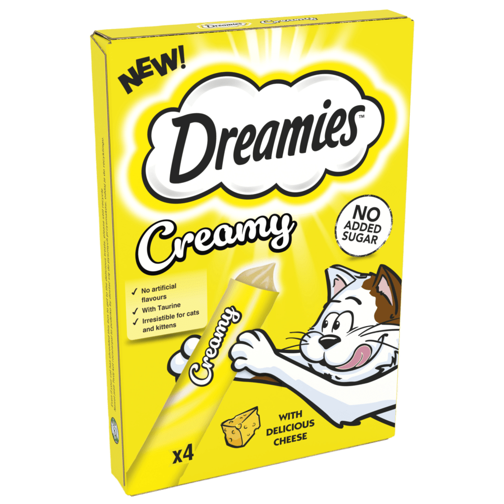 DREAMIES™ Creamy Adult Cat & Kitten Treats with Delicious Cheese 4x10g